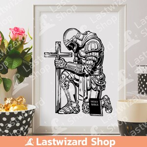 Armor Warrior Kneel Pray With Cross and Bible Svg Png, Medieval Crusade ...