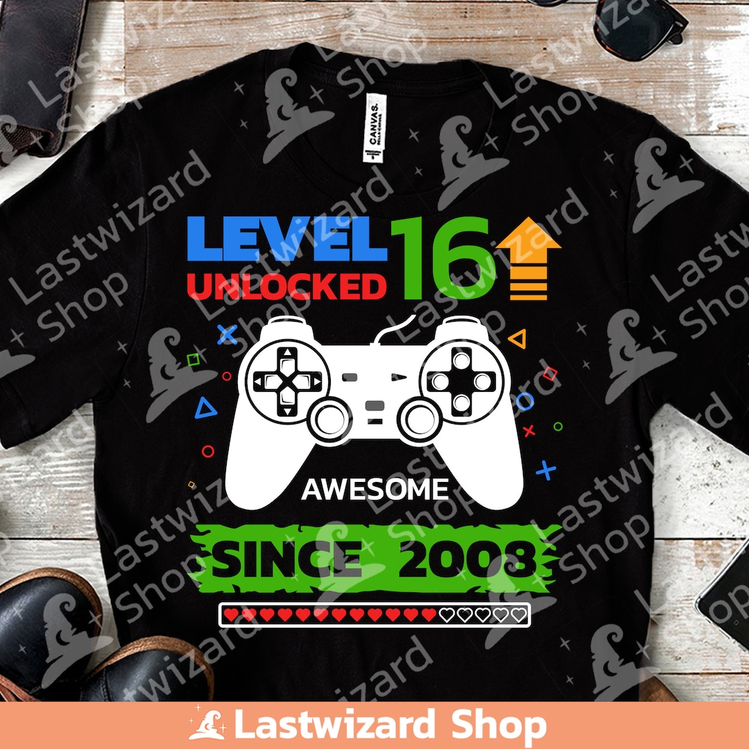 Birthday Boy Gamer Level up 16 Svg, Level 16 Unlocked Svg,16 Years Old ...