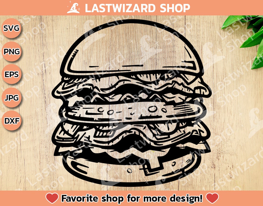 Double Cheeseburger Svg Png File, Kawaii Food Svg, Hamburger Fast Food ...