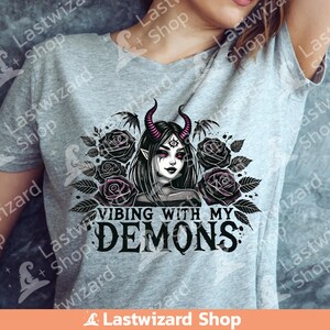 Vibing With My Demon PNG, Spooky Season Sublimation Design, Aesthetic ...