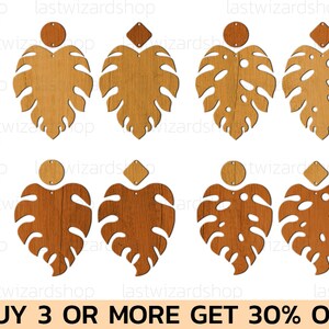 Monstera Leaf Earrings Svg Tropical Earrings Svg Faux | Etsy