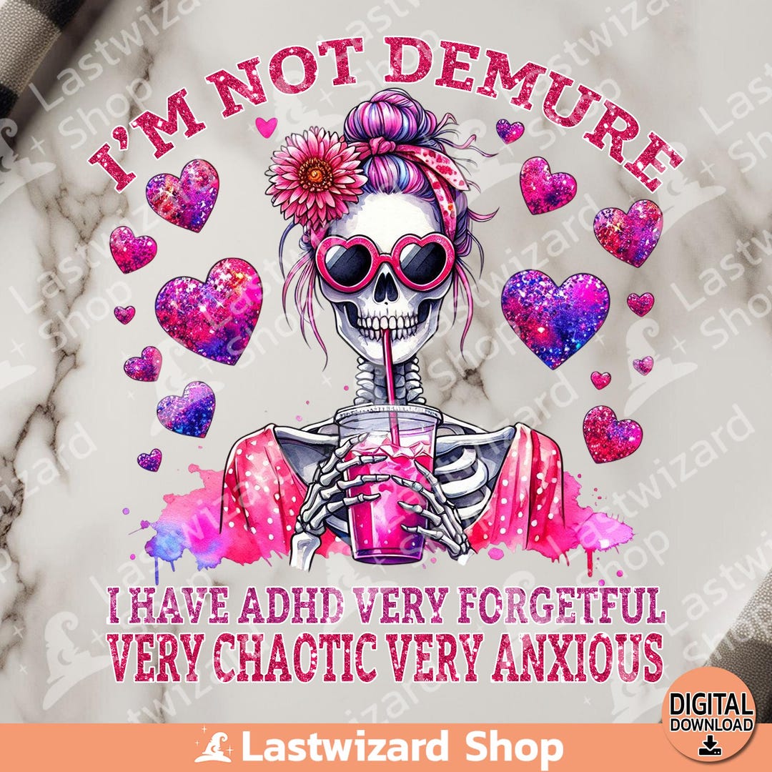 Funny Skeleton ADHD PNG: Sarcastic Skull Clipart (digital Download) - Etsy
