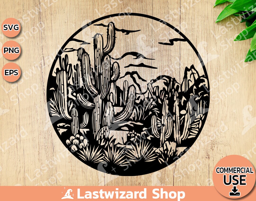Cactus Scene Svg, Desert Scene Svg, Succulent Svg, Png, Boho Cactus Svg ...