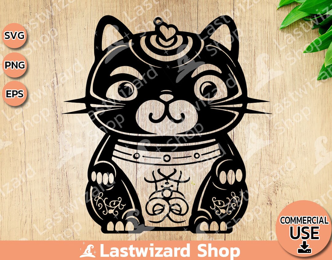 Kawaii Japanese Maneki Neko SVG PNG File, Welcoming Cat Svg Lucky Cat ...