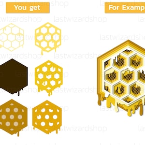 3D Biene und geschichtete Honigwabe svg, Mandala svg, Babyparty-Wand ...
