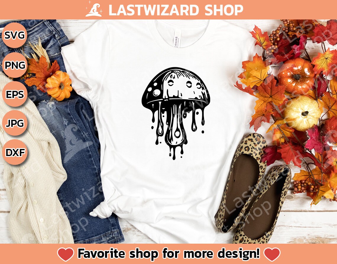 Dripping Mushroom SVG PNG DXF: Halloween Psychedelic Fungi Clip Art - Etsy