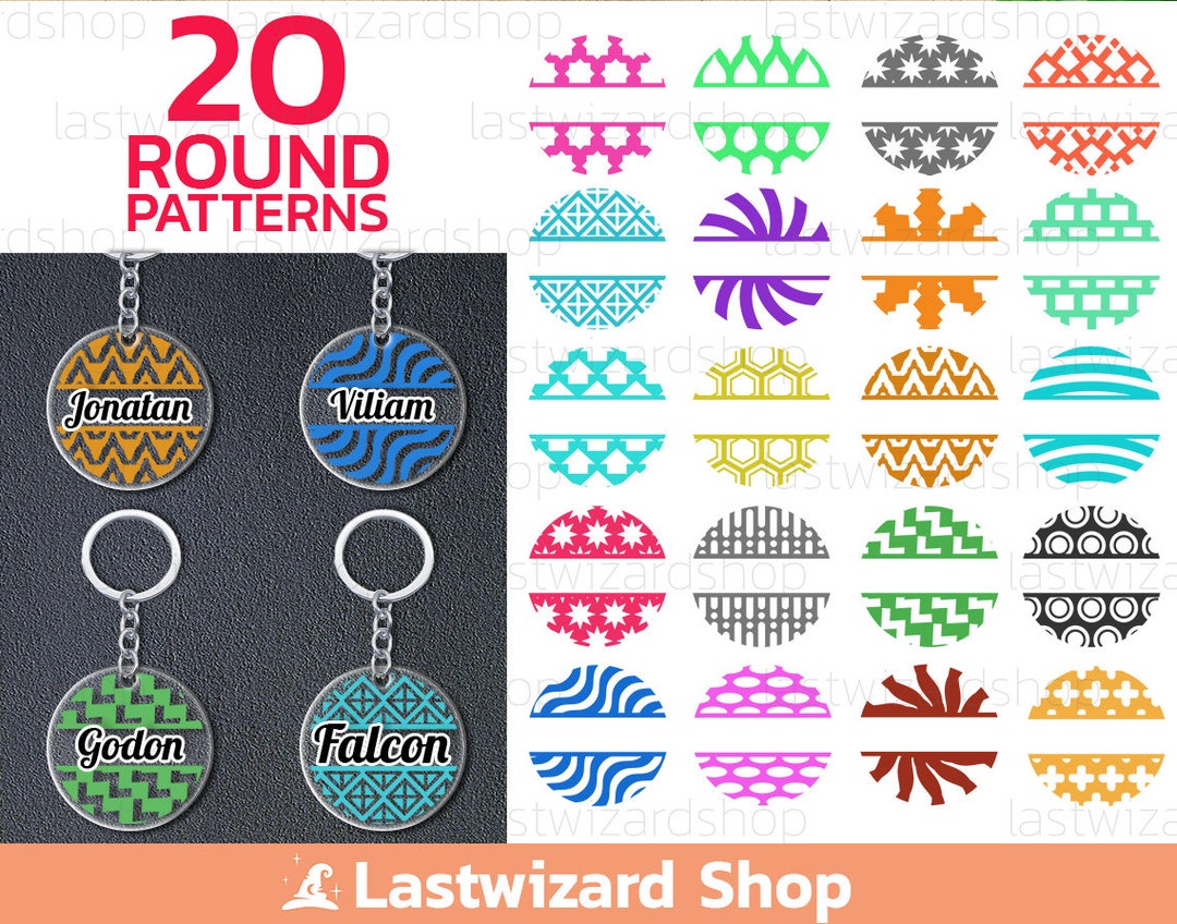 Round Keychain Svg, Monogram Frame Keyring Background Svg, Label Name ...