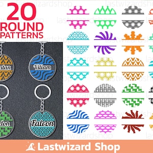 Round Keychain Svg, Monogram Frame Keyring Background Svg, Label Name ...