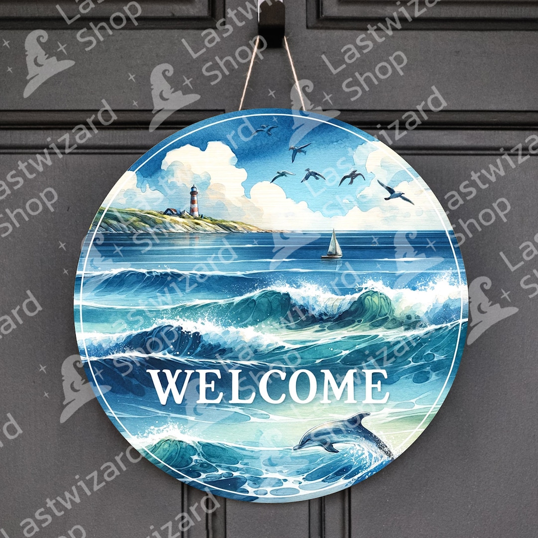 Beach Welcome Door Sign PNG: Ocean Retirement Wreath (digital Download ...