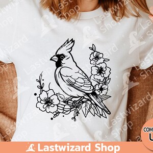 Cardinal Bird With Flower SVG PNG File, Red Cardinal Svg, Memorial Svg ...