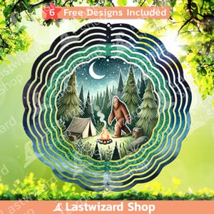 Bigfoot Camping in Forest Wind Spinner PNG, Bigfoot Clipart Wind ...
