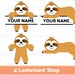 Sloth Svg, Sloth Name Label Frame Monogram Svg, Sloth Birthday, Lazy ...