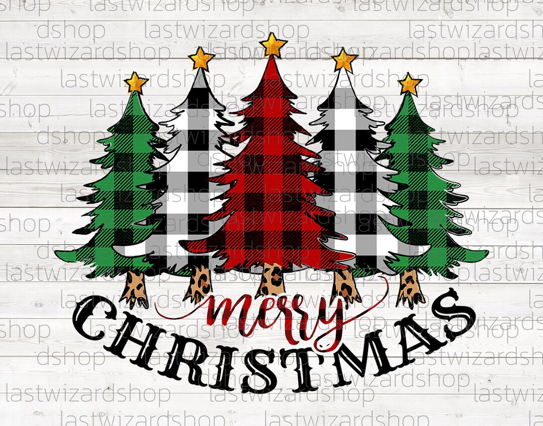 Red Buffalo Plaid Christmas Trees Png, White Buffalo Plaid Png, Merry ...