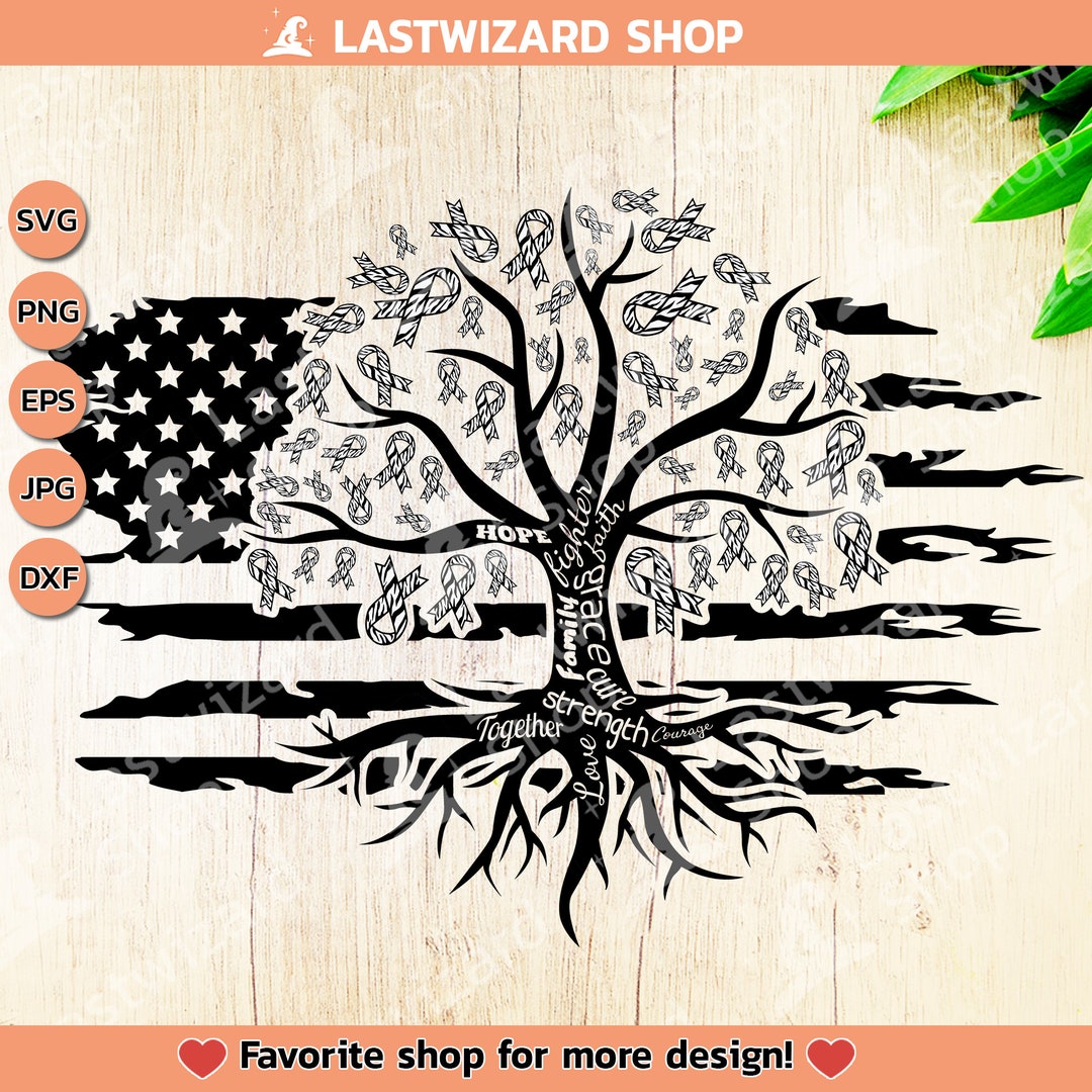 Carcinoid Cancer Tree Usa Flag Svg, Neuroendocrine Tumo Cancer ...