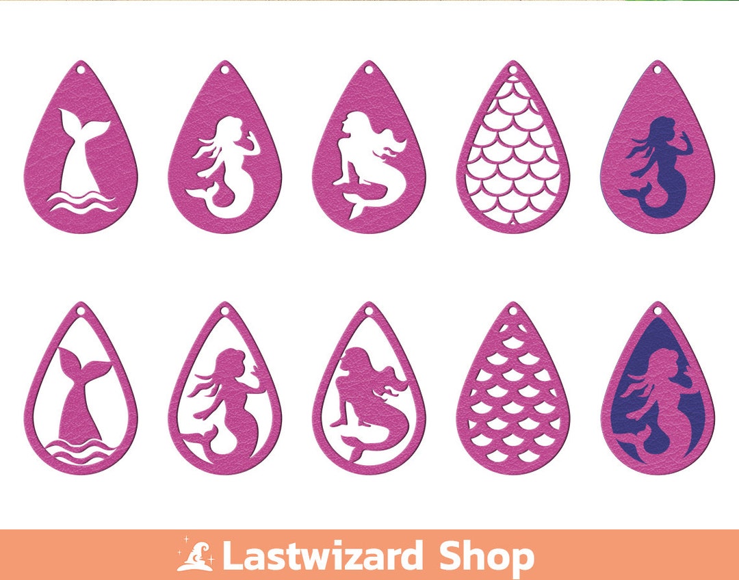 Mermaid Earrings Svg, Scales Mermaid Faux Leather Earrings, Mermaid ...