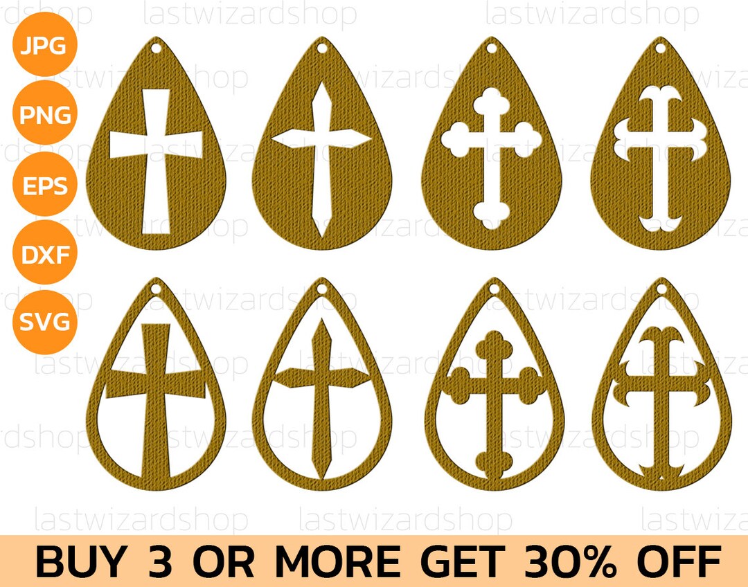Cross Earrings Svg Cross Teardrop Earrings Svg Christian - Etsy
