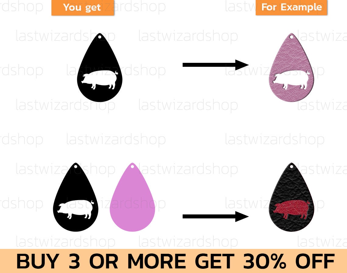 Pig Earrings Svg Stacked Earring Svg Faux Leather Earrings - Etsy