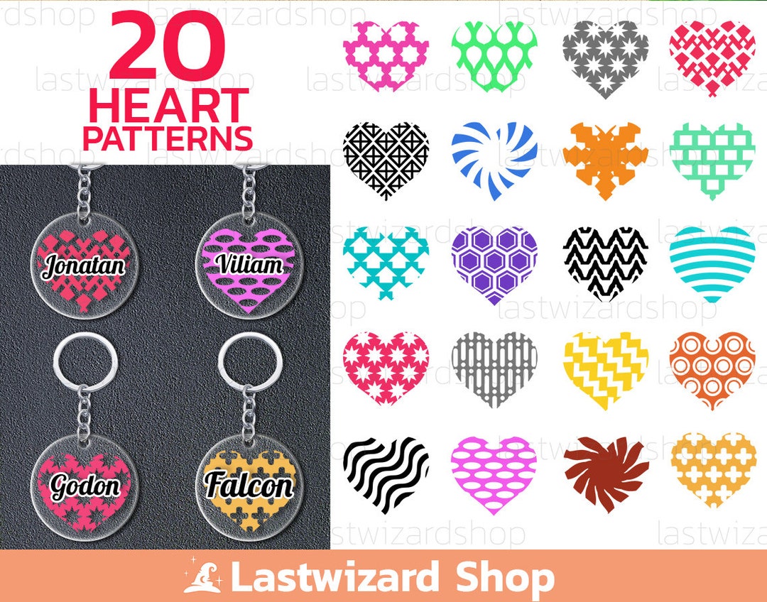 Heart Keychain Svg, Love Keyring Background Svg, Key Fob Svg, Valentine ...