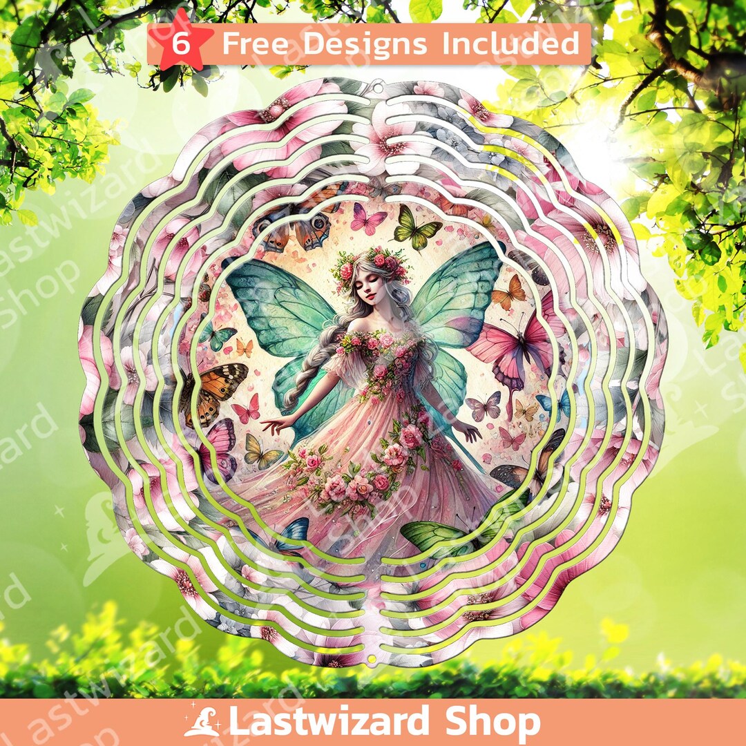 Fairy With Butterflies Wind Spinner Png, Butterfly Door Hanger ...