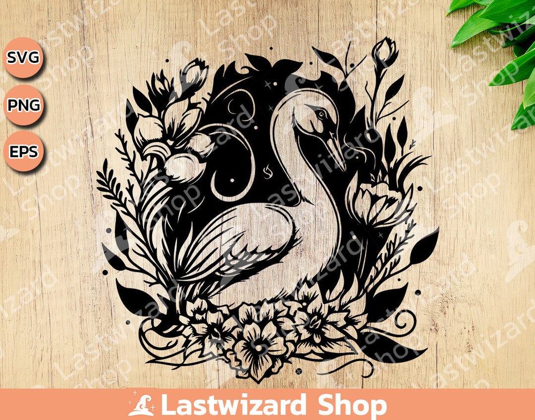 White Swan With Flowers Svg, Elegant Svg, Ballet Dance Svg, Graceful ...