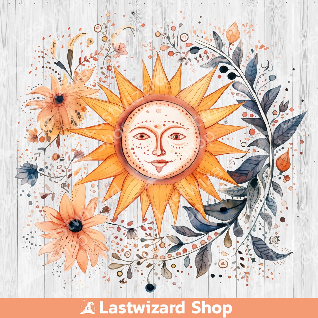 Boho Sun Png Sublimation, Bohemian Sun Graphic Jpg, Clip Art, Sun ...