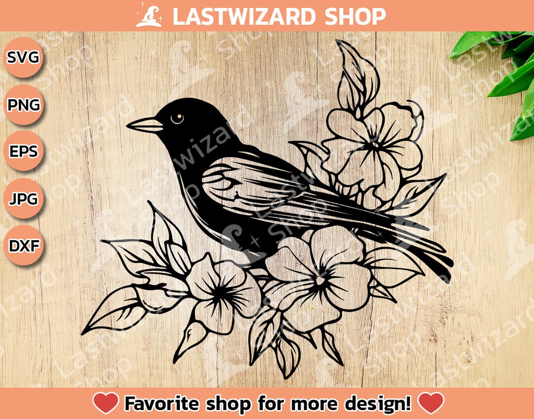 Bluebird With Hibiscus Flower Svg Png Dxf, Bird Watching Svg, Wedding ...