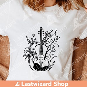 Cello With Flowers SVG PNG: Musician Tattoo Stencil (digital Download ...