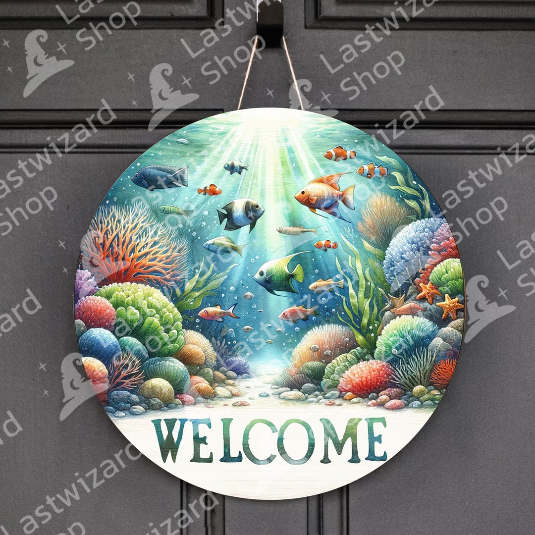Fish Ocean Welcome Door Sign: Sea Life PNG Design (digital Download) - Etsy