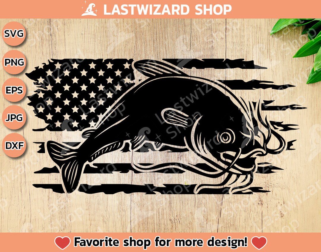 Catfish USA Flag Svg, Catfishing Svg, Dad Svg, Grandpa Svg, Fisherman ...