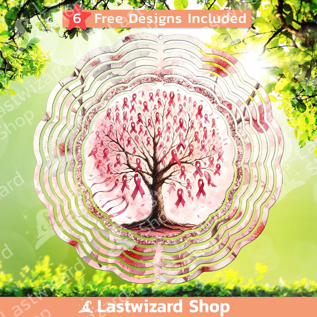 Breast Cancer Tree With Pink Ribbon Wind Spinner PNG, Wind Spinner ...
