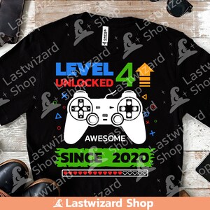 Birthday Boy Gamer Level up 4 Svg, Level 4 Unlocked Svg,4 Years Old ...