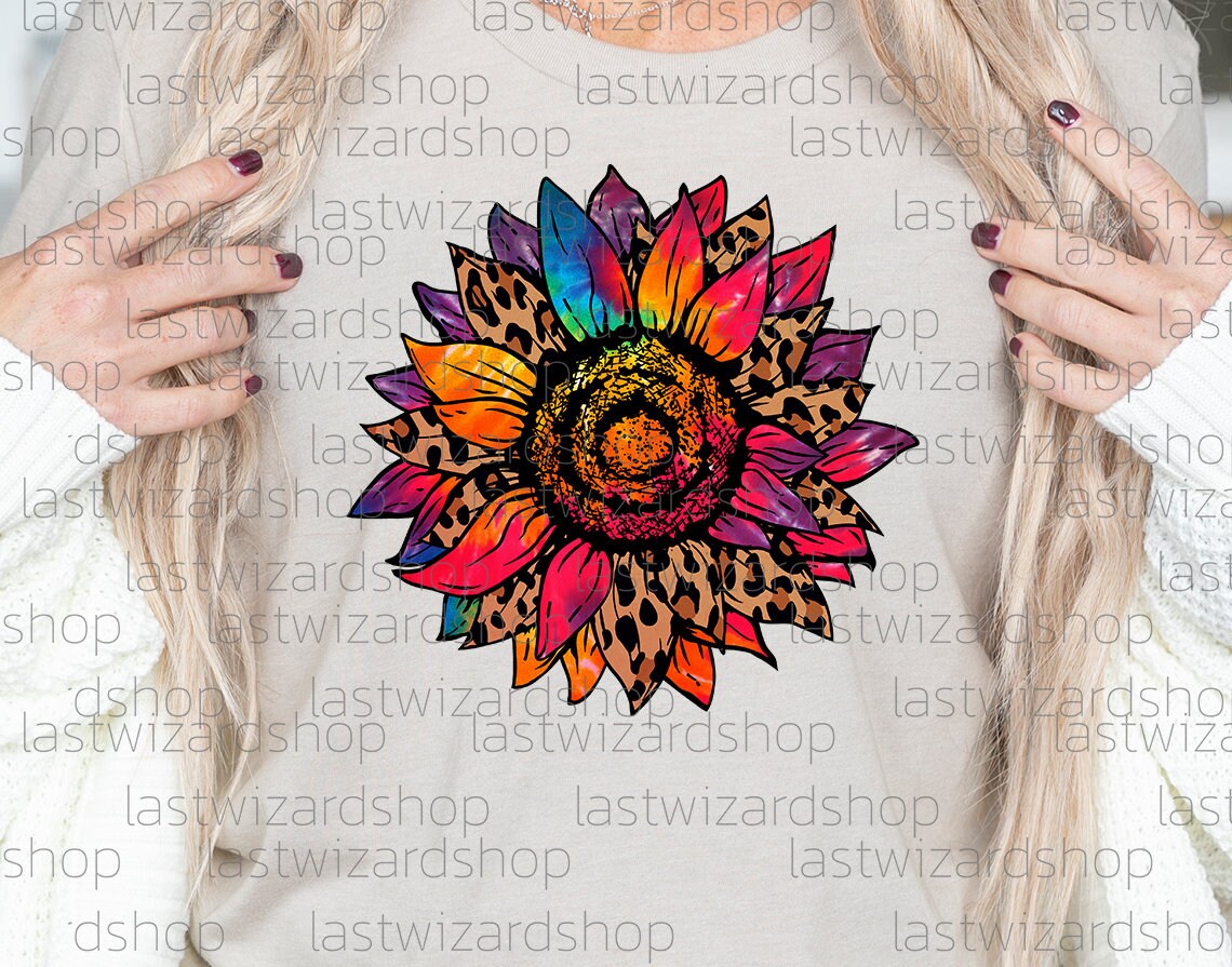 Leopard Sunflower Png Tie Dye Sunflower Digital Graphics - Etsy