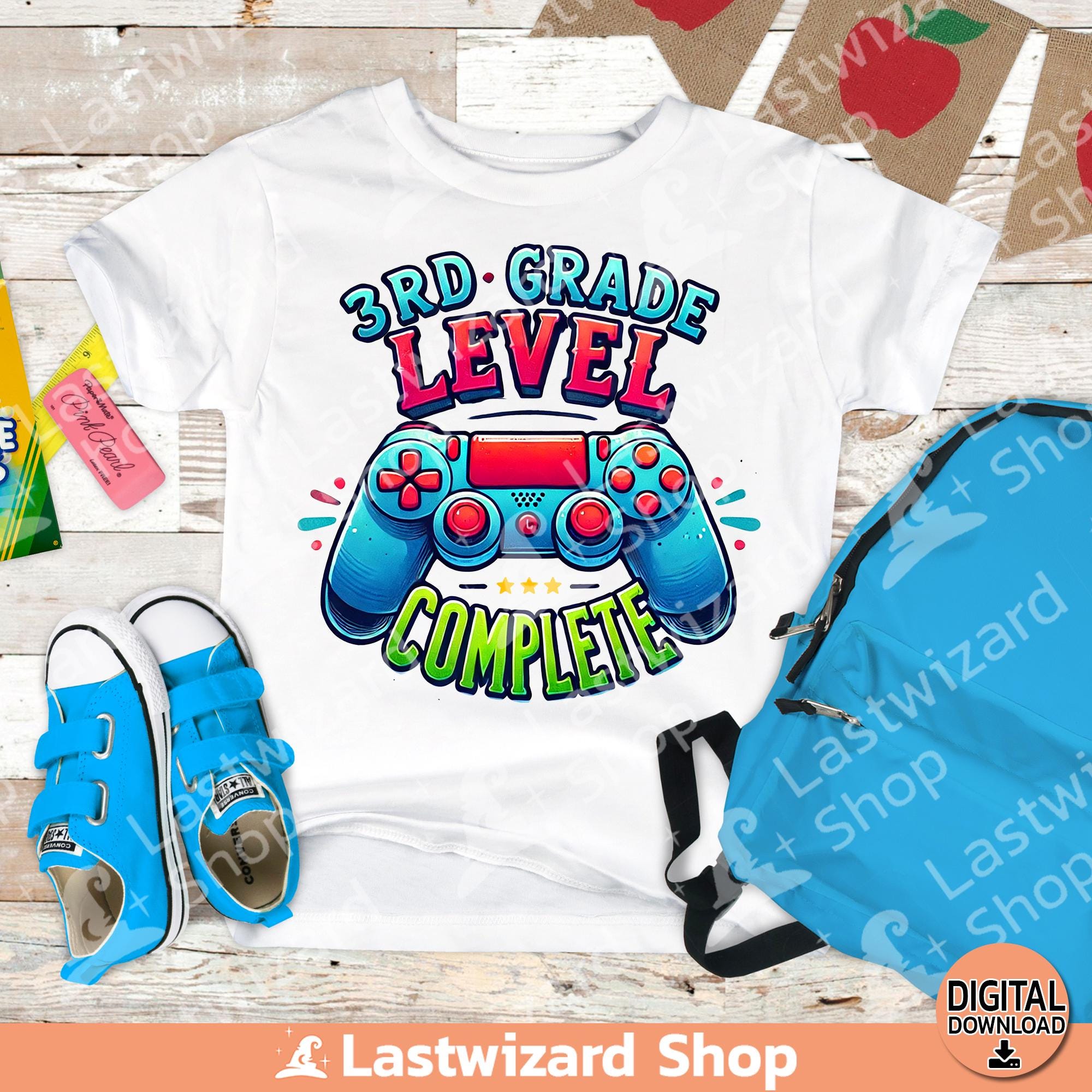 3rd Grade Level Complete PNG, Retro Gamer School Graduation Sublimation ...