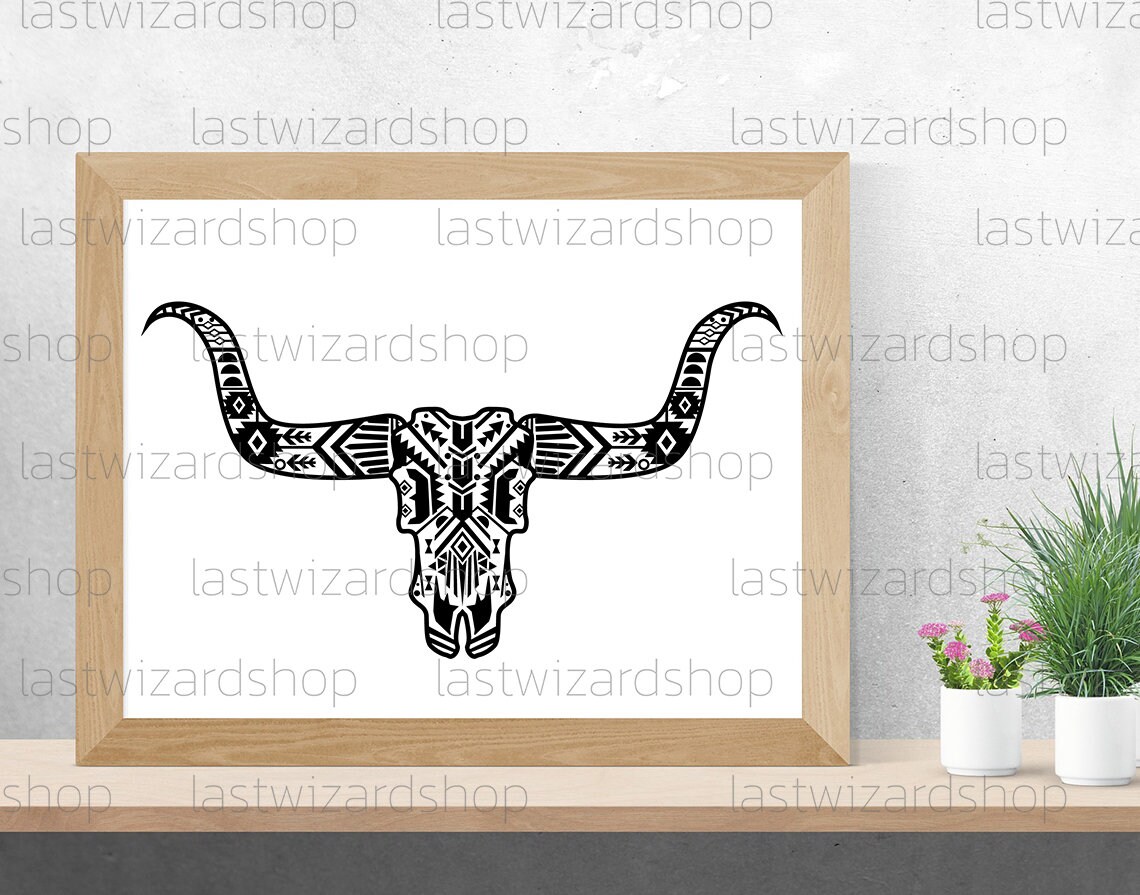 Cow Skull With Aztec Pattern Svg Farm Svg Animal Svg Bull | Etsy
