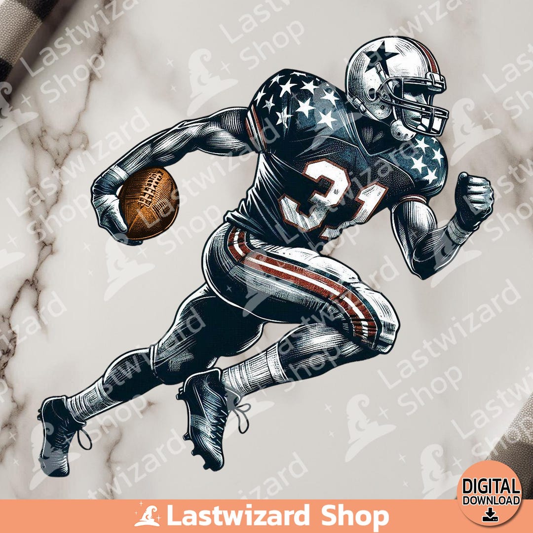 Watercolor Football Player PNG: Retro Gameday Design (digital Download ...