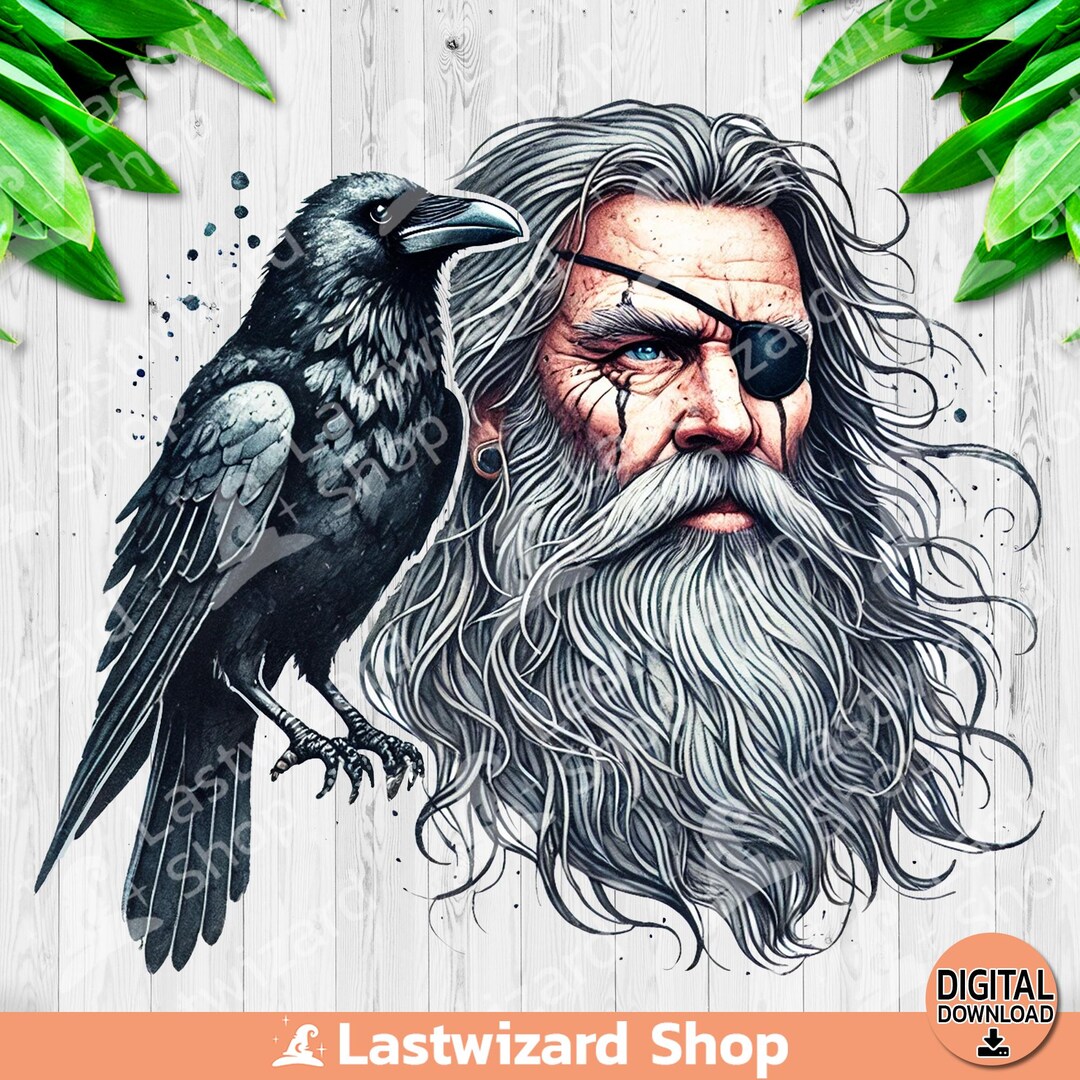 Odin and Raven PNG: Viking Norse God Portrait (digital Download) - Etsy