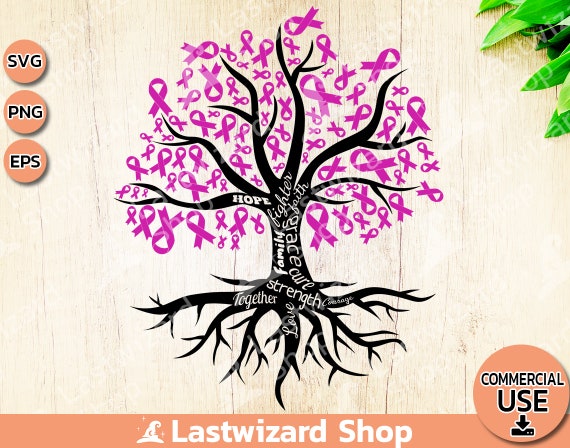 Cancer Ribbon Tree Clip Art
