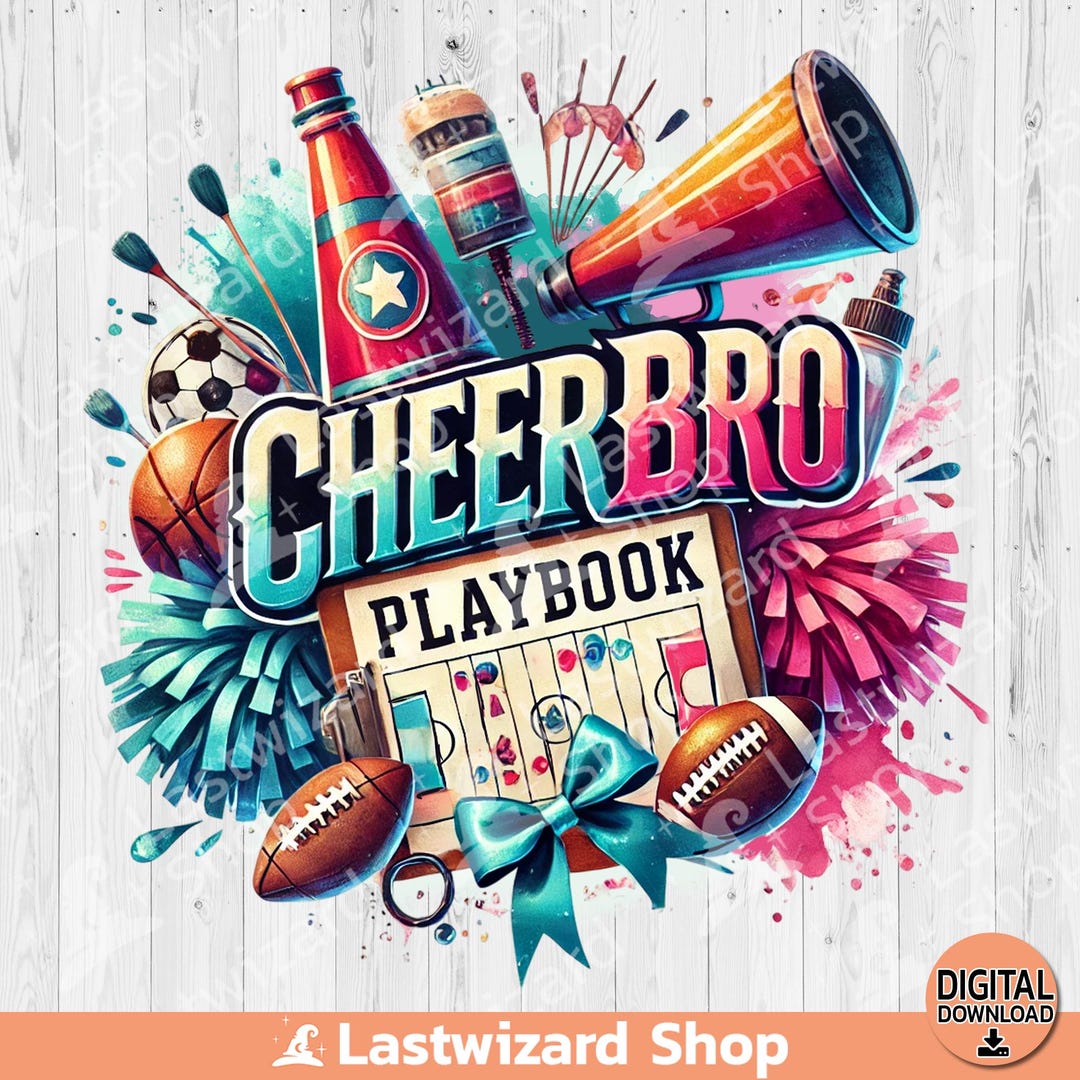 Cheer Bro Playbook PNG: Watercolor Cheer Dad Design (digital Download ...