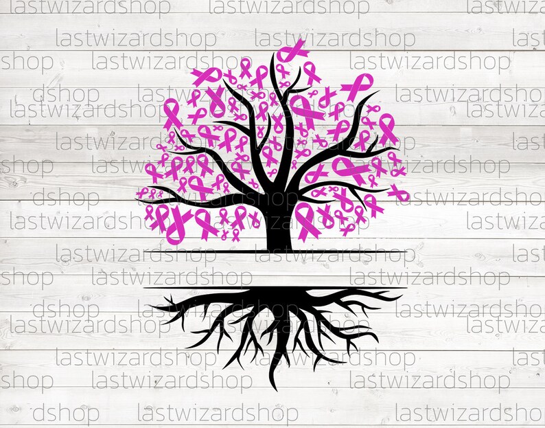 Breast Cancer Tree Monogram Svg Cancer Awareness Svg Pink - Etsy