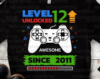 Level 12 Unlocked SVG 12th Birthday Boy Gamer 12 Years Old - Etsy