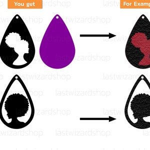 Afro African American Earrings Svg, Black Girl Faux Leather Earrings ...