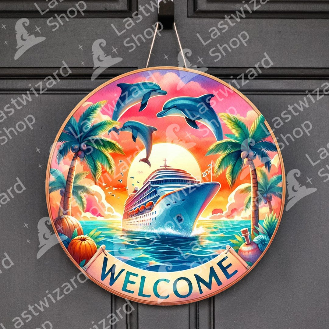 Cruise Ship Welcome Sign PNG, Summer Nautical Door Decor Sublimation ...