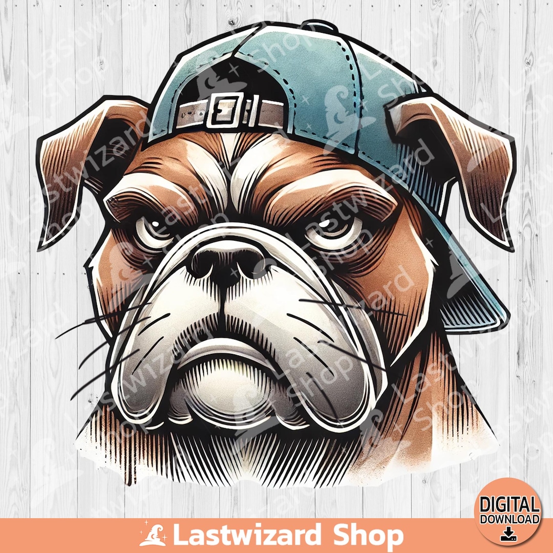 Bulldog With Cap Png, US Hip Hop Bulldog Sublimation Design, Watercolor ...