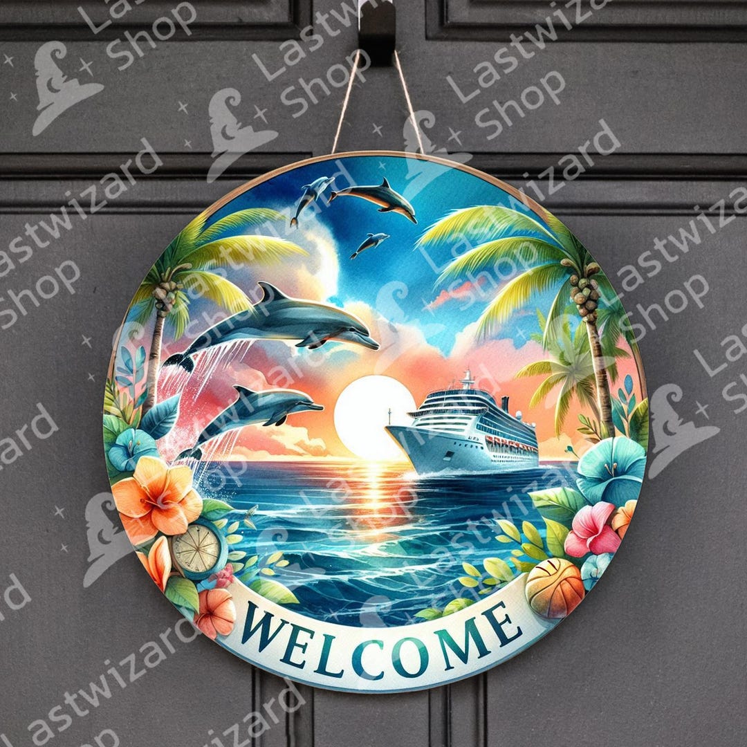 Tropical Cruise Ship Welcome Sign PNG, Family Vacation Cabin Door Decor ...