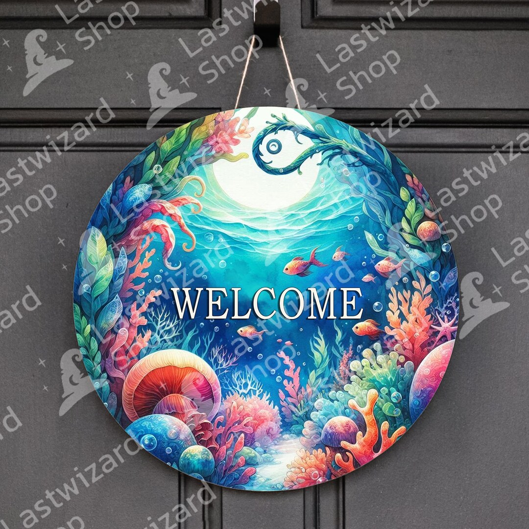 Deepsea Welcome Sign PNG, Scuba Diving Door Hanger, Underwater Coral ...