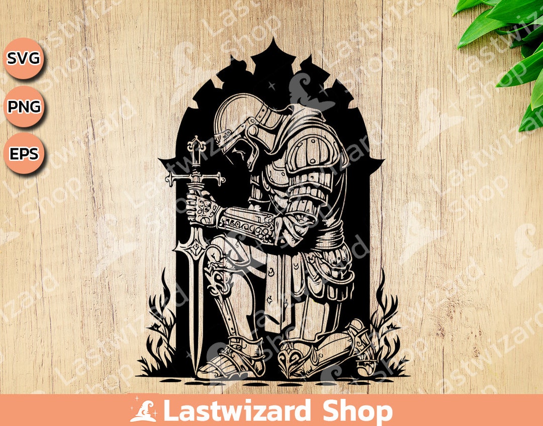 Armor Warrior Kneel Pray Svg Sword Svg Shield Svg Knight - Etsy
