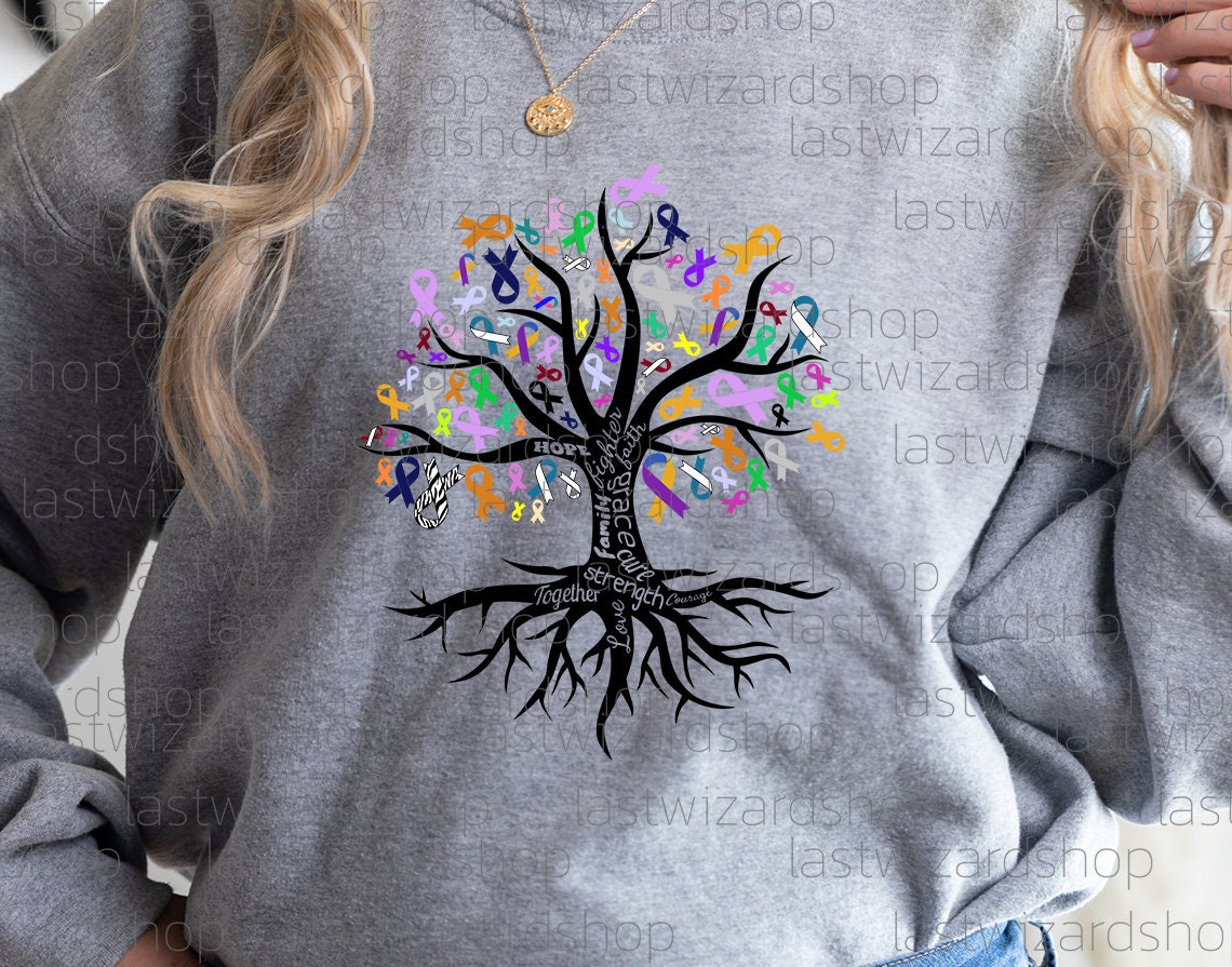 All Cancer Tree Svg Cancer Awareness Svg Colorful Ribbon | Etsy