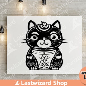 Kawaii Japanese Maneki Neko SVG PNG File, Welcoming Cat Svg Lucky Cat ...