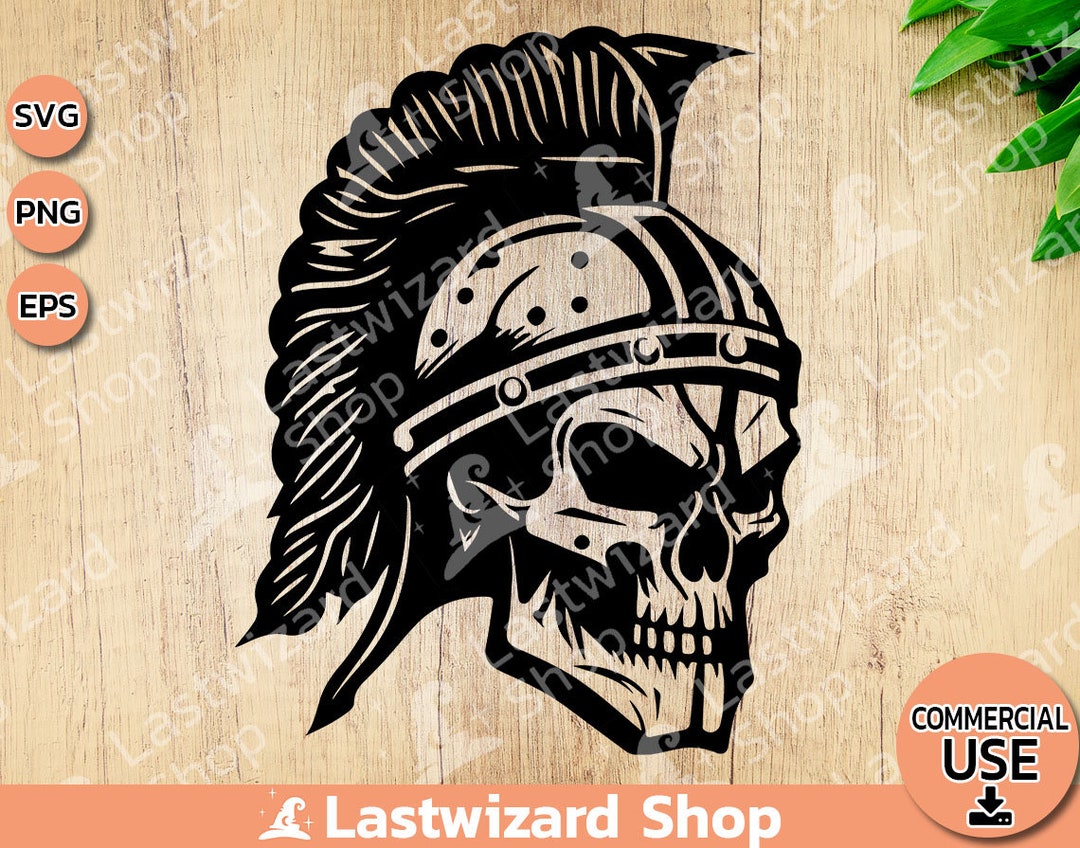 Ancient Soldier Skull SVG PNG File, Undead Skeleton Tattoo, Viking ...