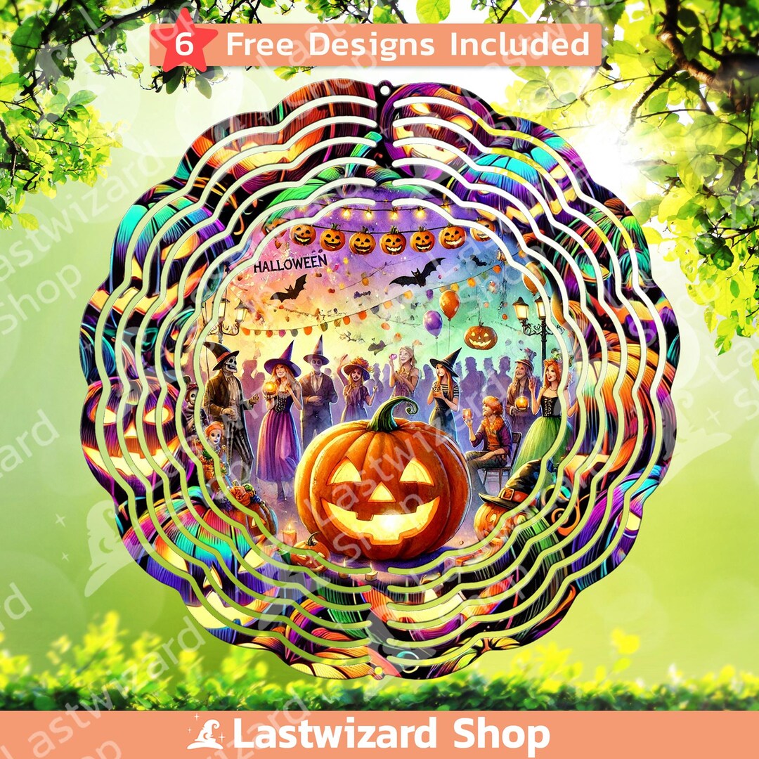 Halloween Witch Party Wind Spinner: Spooky Garden Design (PNG Digital ...